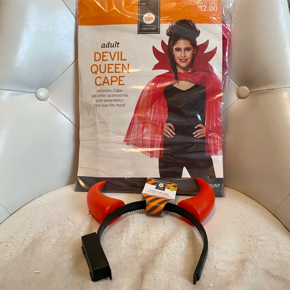 Jackets & Coats | New Devil Queen Cape Costume Red Adult Os Devil Horns ...